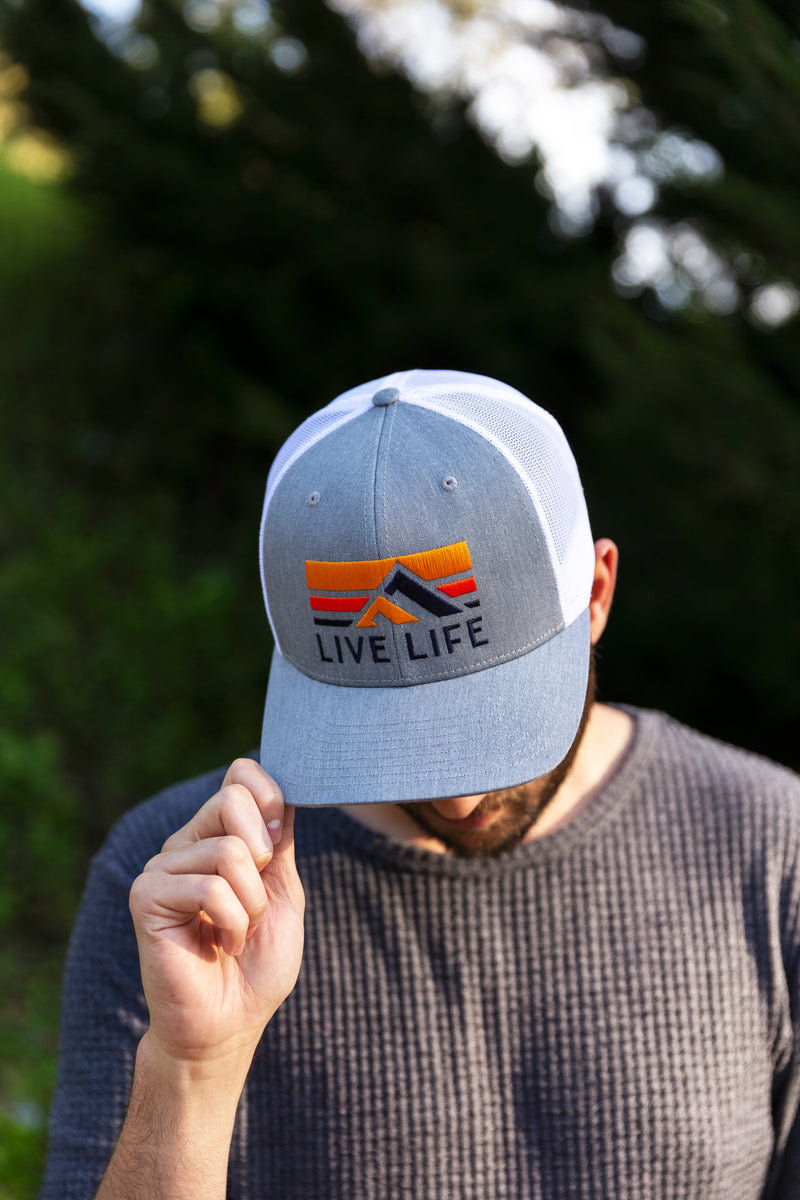 Retro Life Grey And White Trucker Hat – Live Life Clothing Co